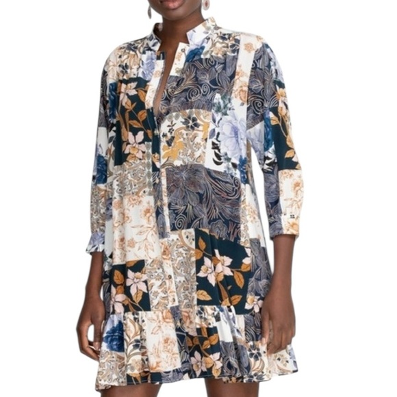 Johnny Was | Dresses | Johnny Was Jade Luna 0 Silk Floral Patchwork ...